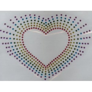 Motif thermocollant : Coeur multicolore en strass